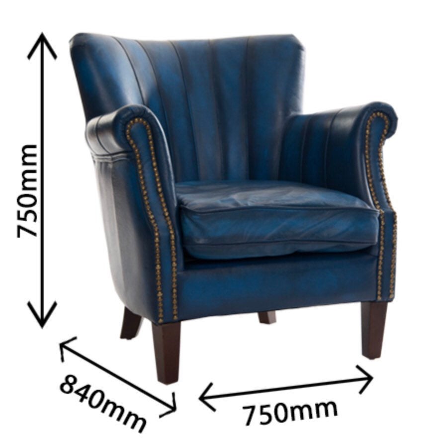Navy leather armchair store